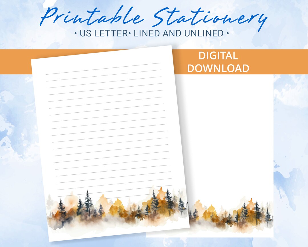 Autumn Printable Stationery, Printable Writing Paper With Autumn Forest ...