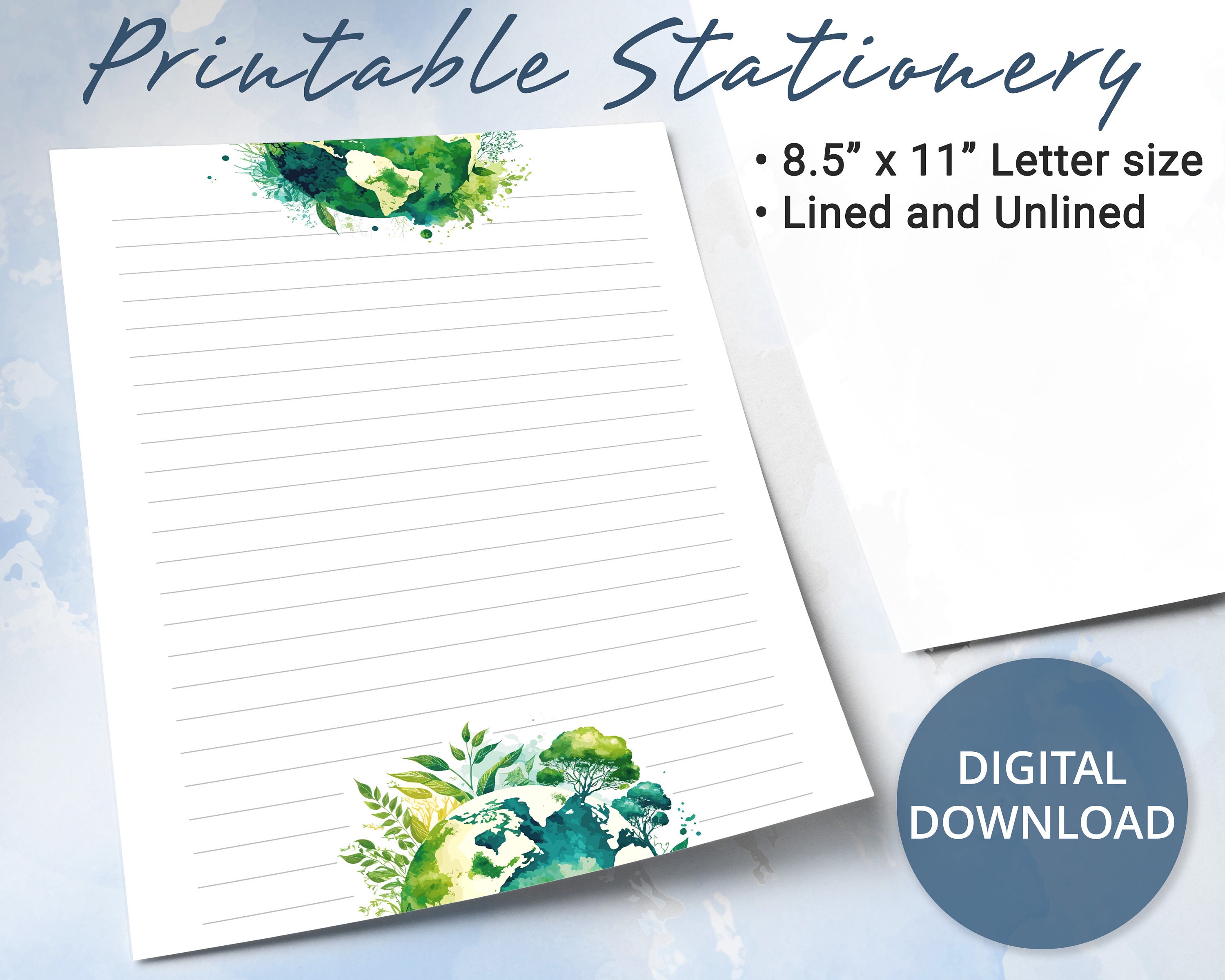 Printable Eco Stationery Lined Paper, Printable Writing Paper With a ...