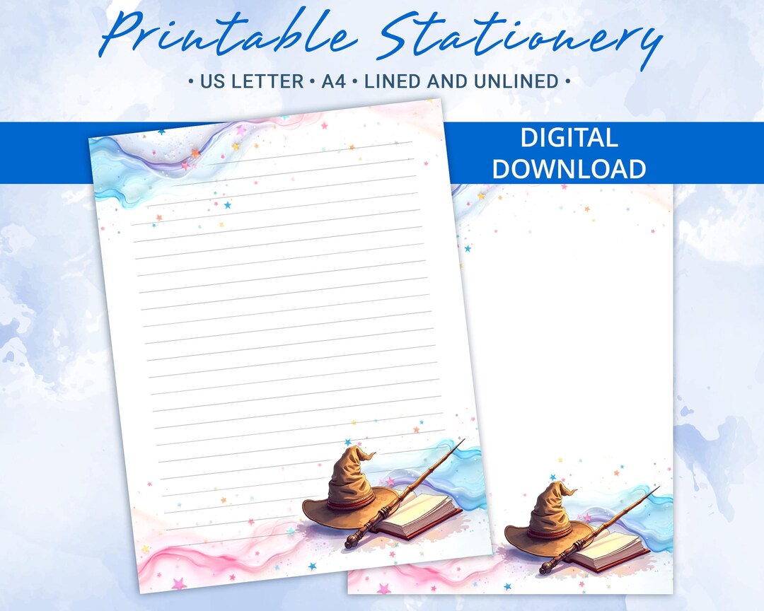 Printable Stationery Lined Paper, Letter Writing Paper With a Magic ...