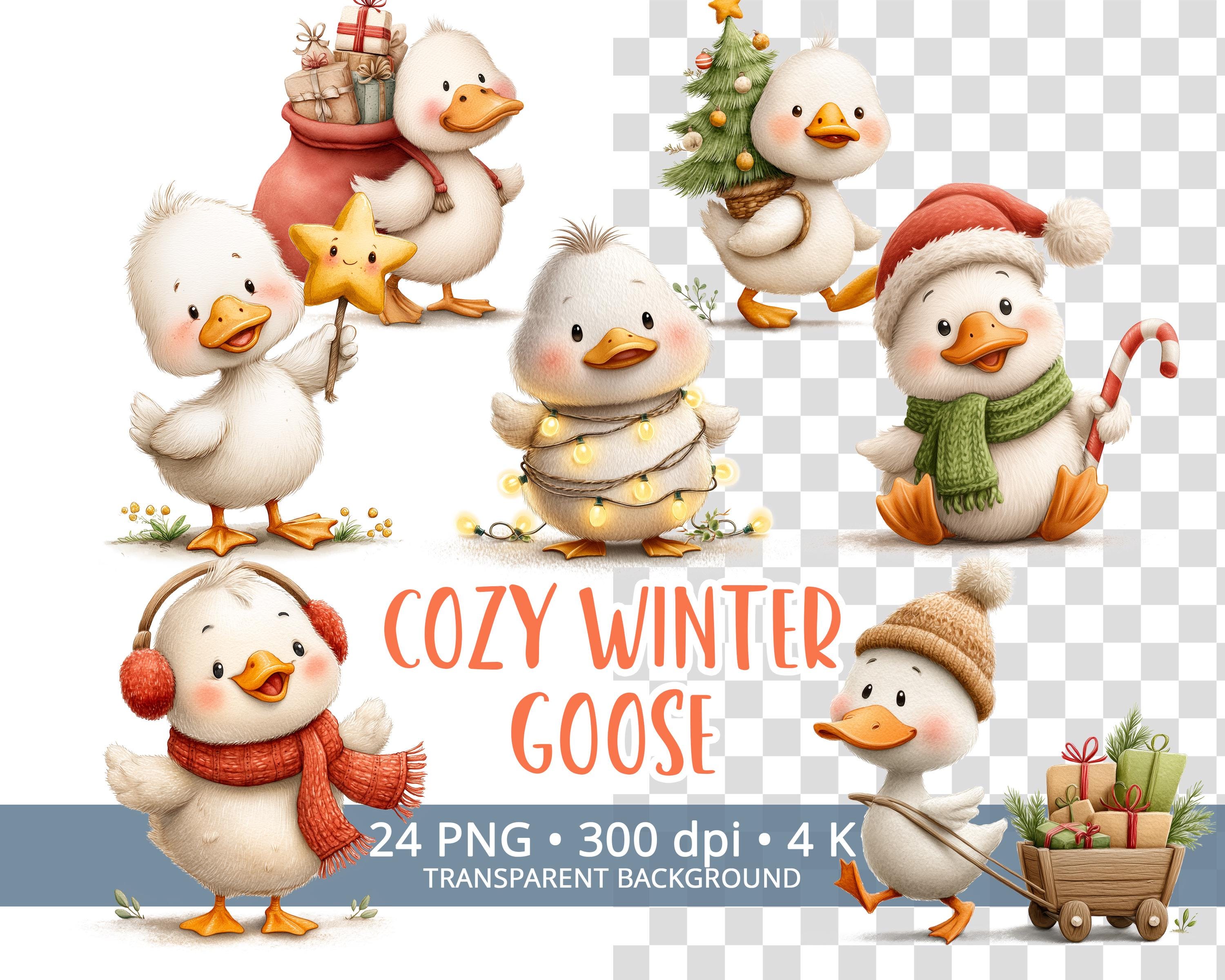 Christmas Goose Clipart: Winter Duck PNG Illustrations - Etsy