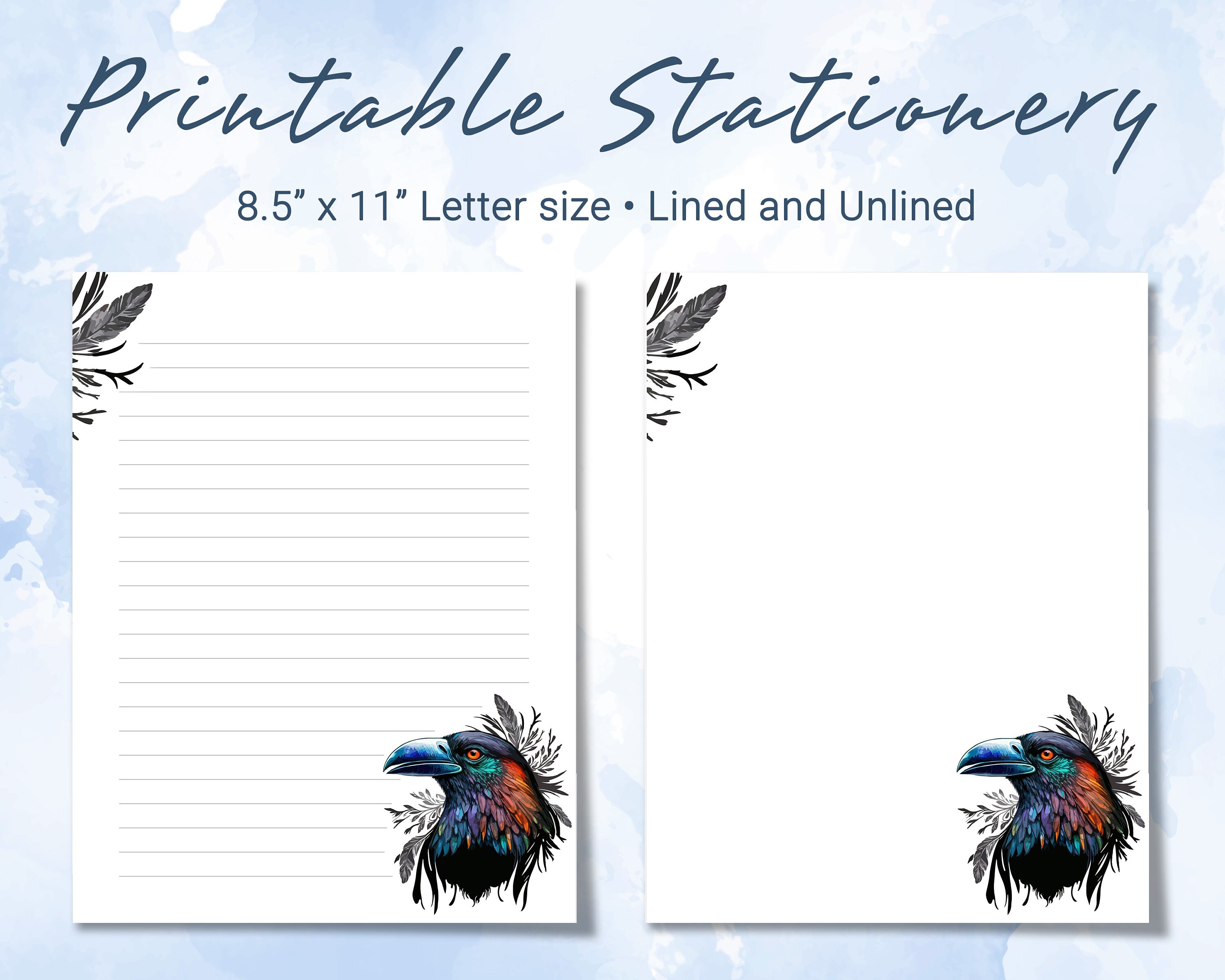 Printable Stationery Lined Paper, Printable Writing Paper With Colorful ...