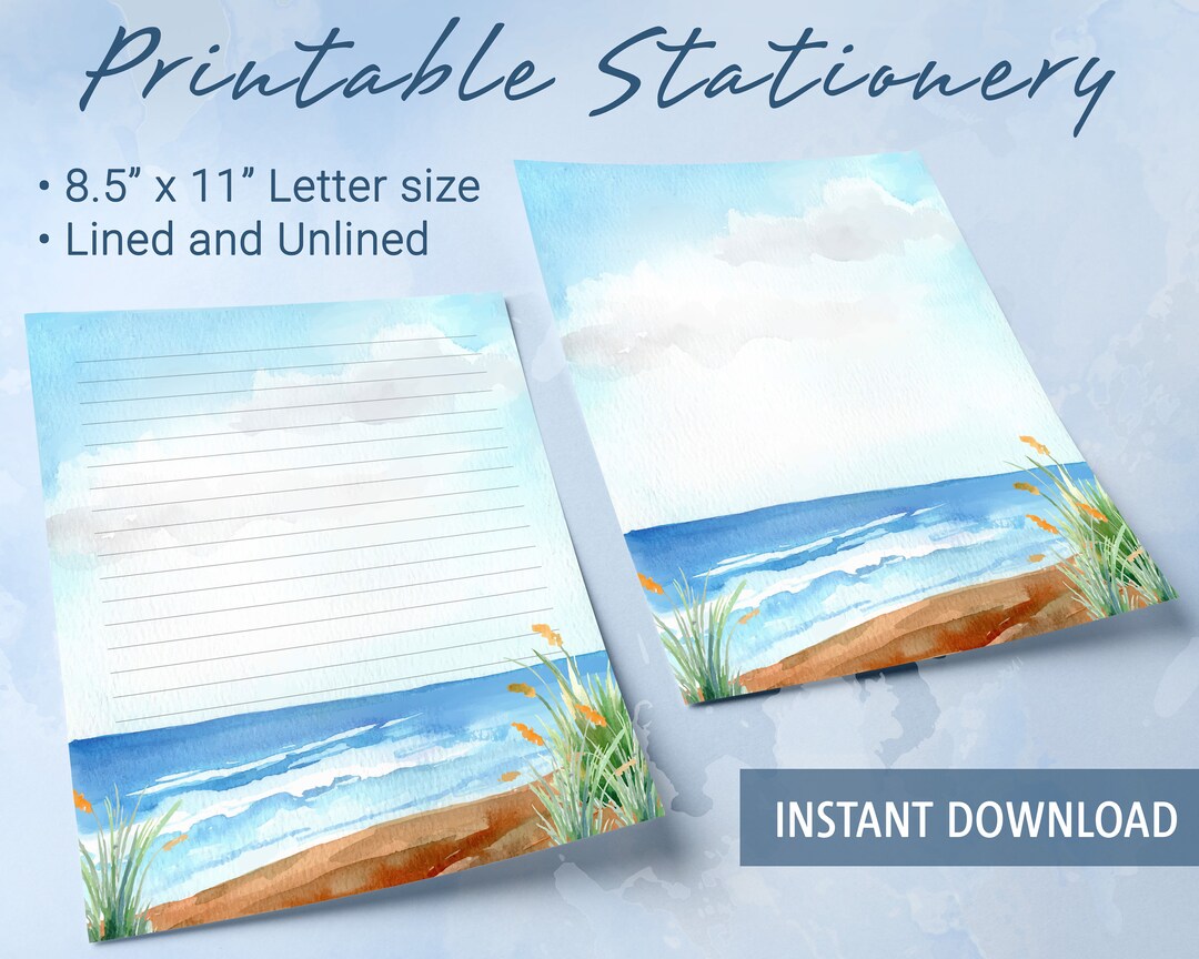 Ocean Landscape Printable Stationery: Lined Writing Paper, Goodnotes ...