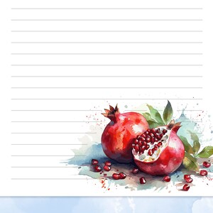 Printable Stationary Paper, Printable Writing Paper With Pomegranate ...