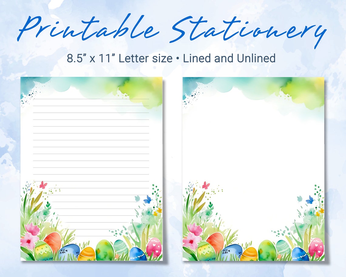 Printable Stationery Paper With an Easter Background, Happy Easter ...