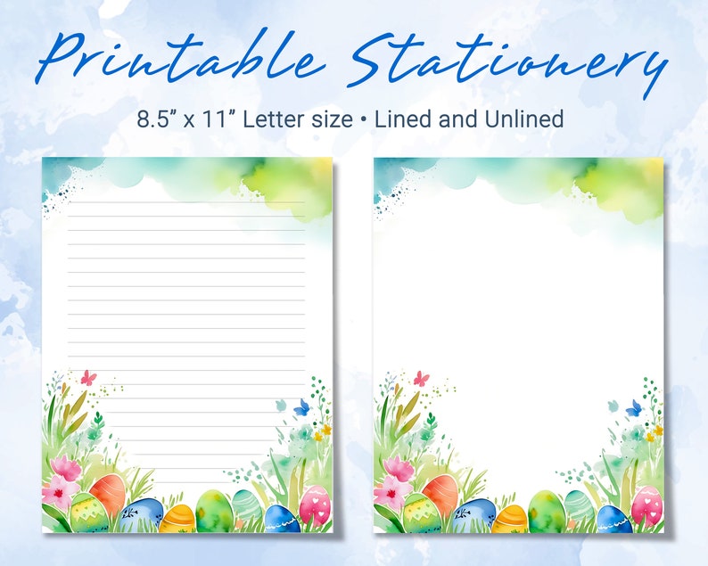 Printable Stationery Paper With an Easter Background, Happy Easter ...