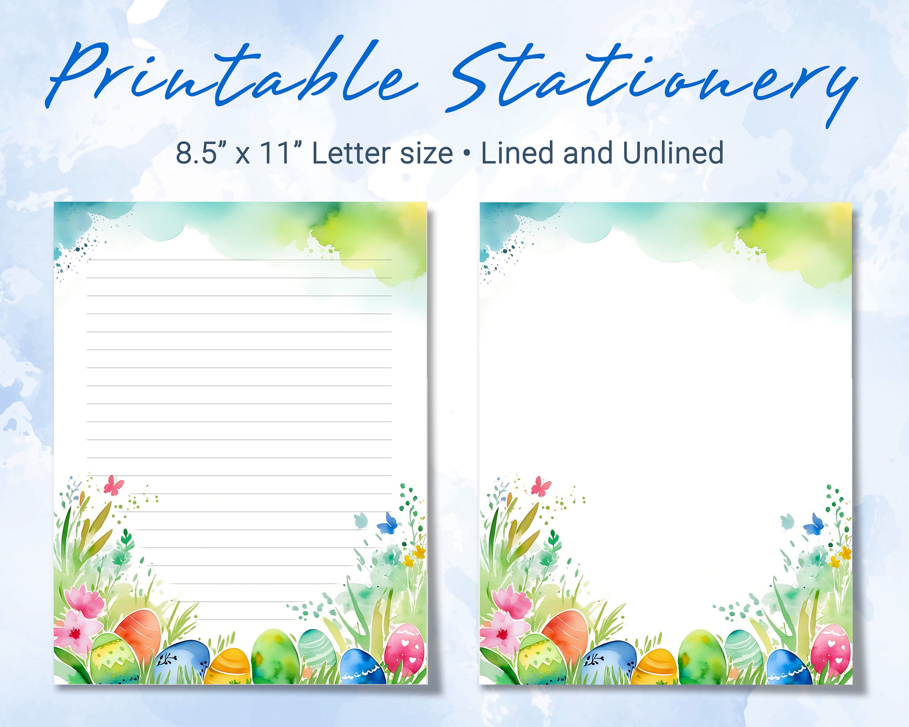 Printable Stationery Paper With an Easter Background, Happy Easter ...