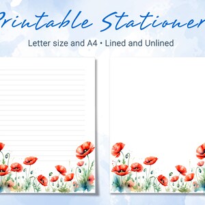 Printable Stationery Lined Paper, Letter Writing Paper With Bright ...