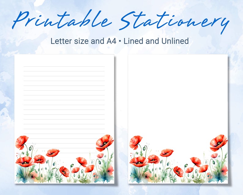 Printable Stationery Lined Paper, Letter Writing Paper With Bright ...