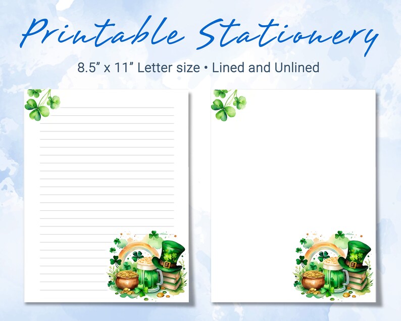 Printable Stationery Paper With St. Patrick's Day, Printable Writing ...