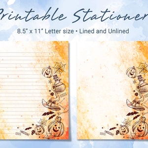 Halloween Printable Stationery, Printable Writing Paper With Watercolor ...