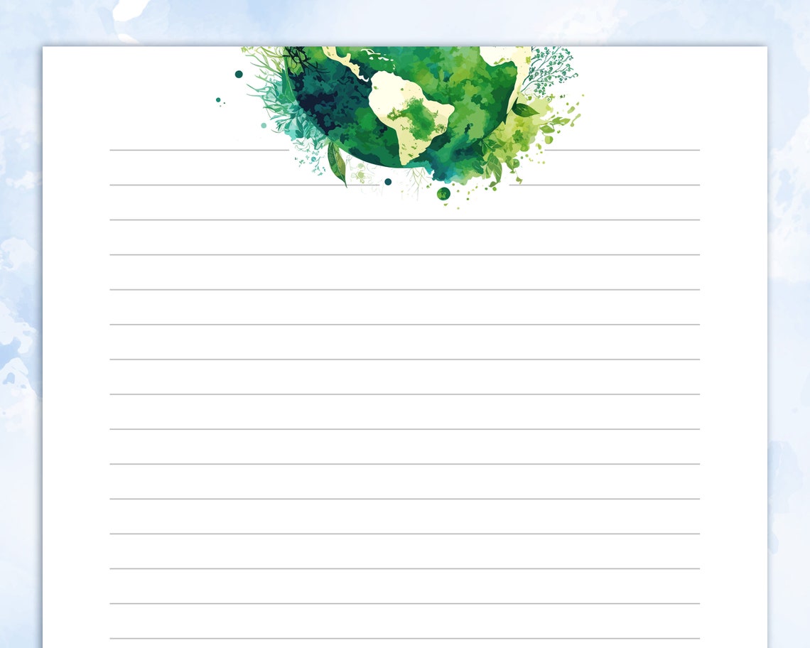 Printable Eco Stationery Lined Paper, Printable Writing Paper With a ...