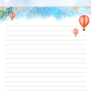 Travel Printable Stationery Lined Paper, Watercolor Travel Printable ...