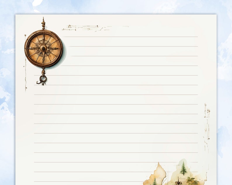 Printable Stationery Paper With Antique Map, Printable Writing Paper ...