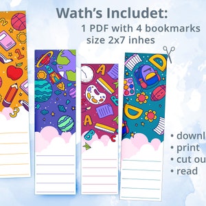 Printable Bookmarks, Bookmarks With School Themes, Back to School ...