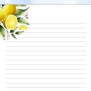 Lemon Stationery Printable, Printable Writing Paper With Lemons, Leaves ...