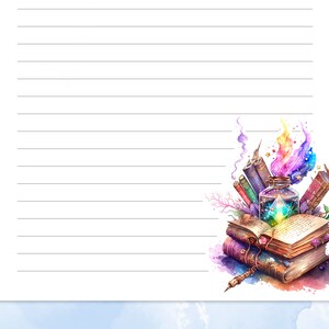 Printable Stationery Lined Paper, Printable Writing Paper With Magical ...