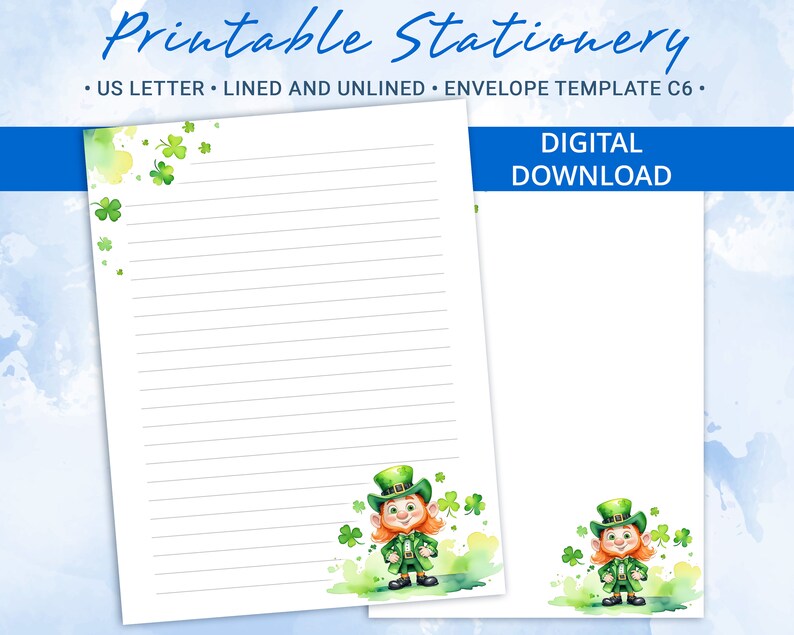 Printable Stationery Paper With St. Patrick's Day, Printable Writing ...