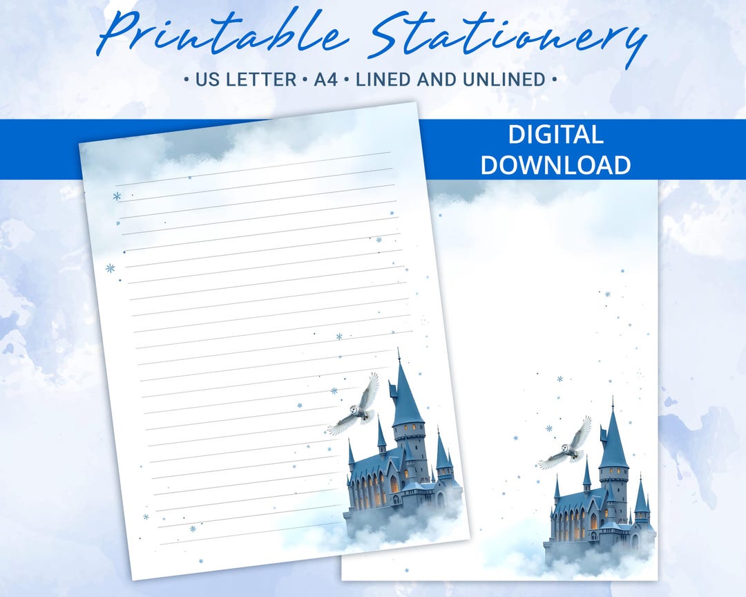 Printable Stationery Lined Paper, Letter Writing Paper With a Winter ...