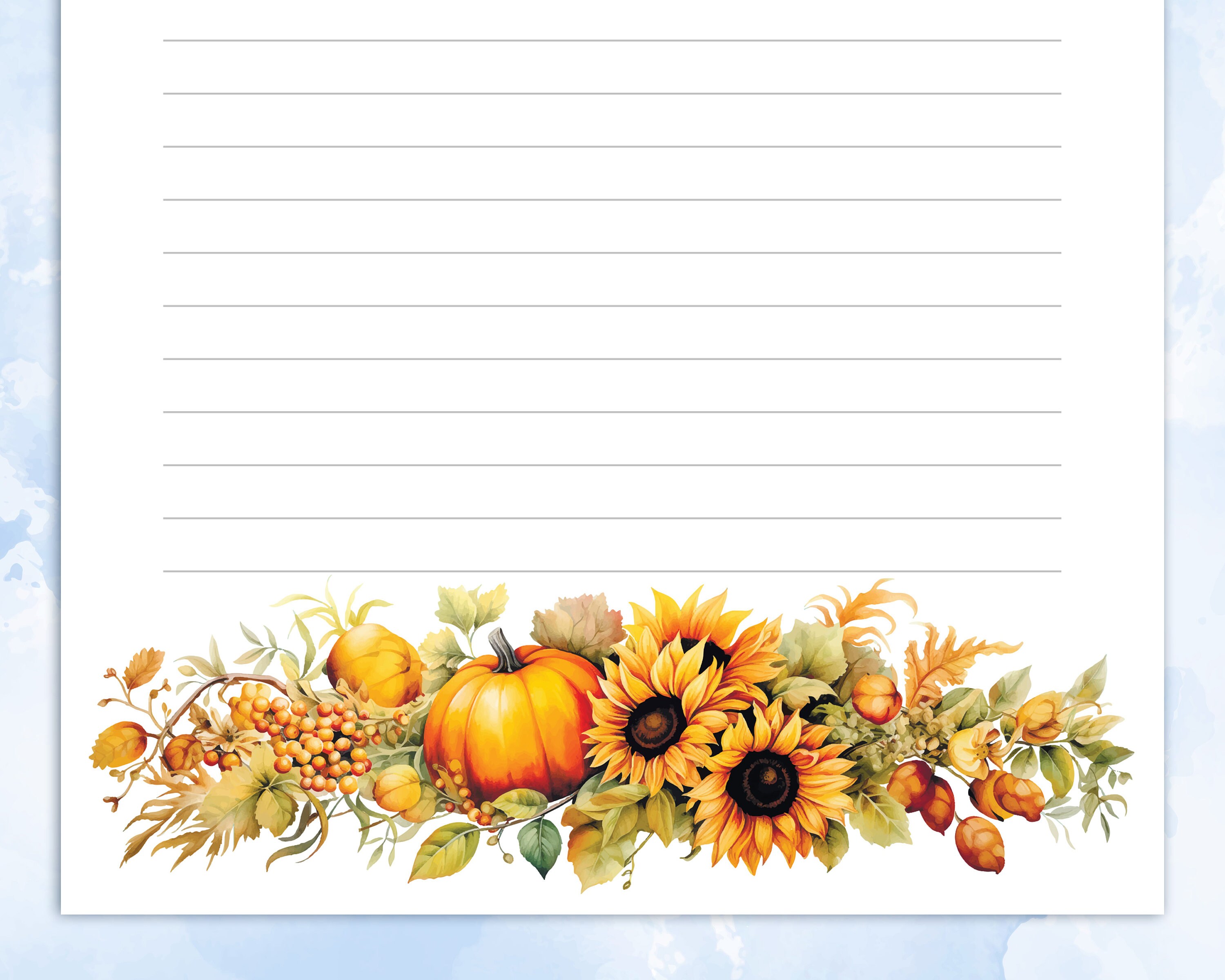Autumn Printable Stationery, Printable Writing Paper With Pumpkins and ...