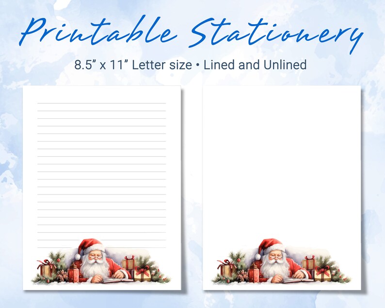 Winter Printable Stationery, Printable Writing Paper With Santa Claus ...