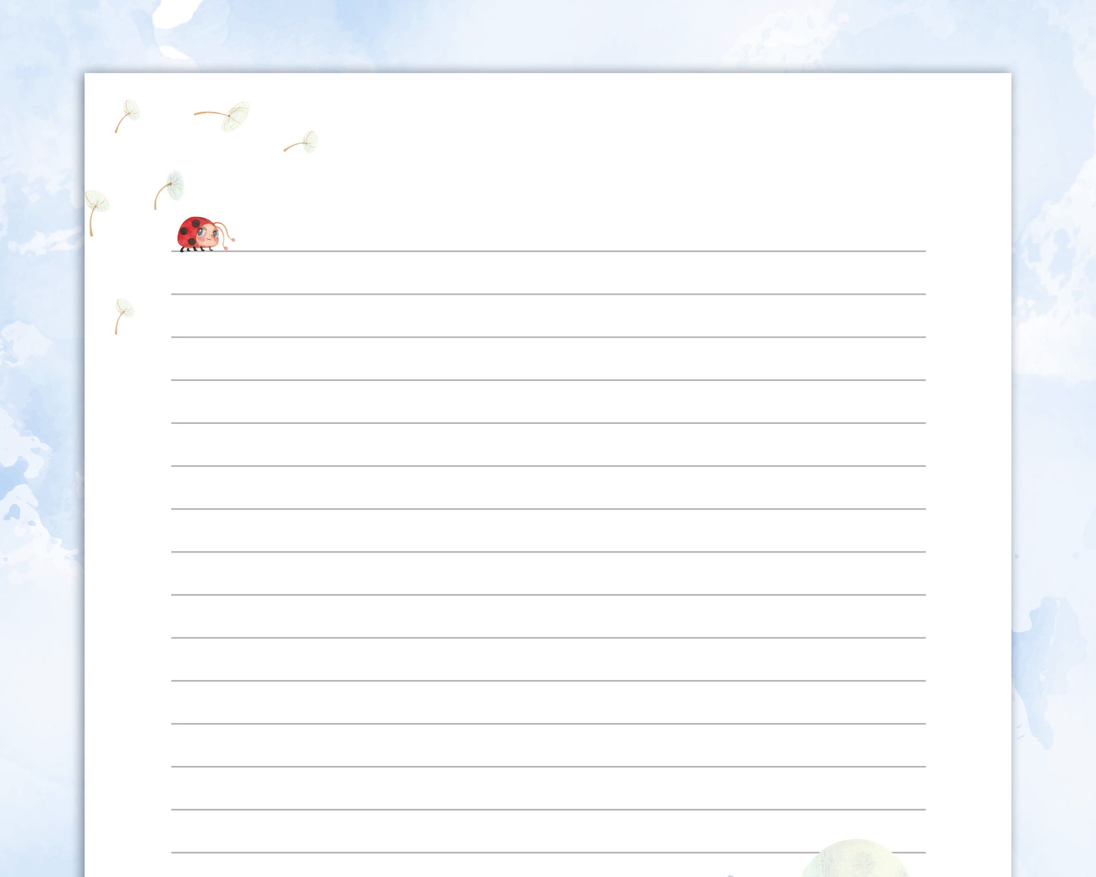 Printable Stationery Lined Paper, Printable Writing Paper, Girl ...