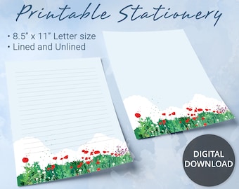 Clover Printable Writing Paper Watercolor Flower Printable - Etsy