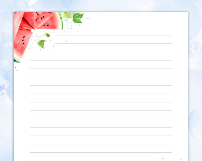 Printable Stationery Lined Paper, Letter Writing Paper With Juicy ...