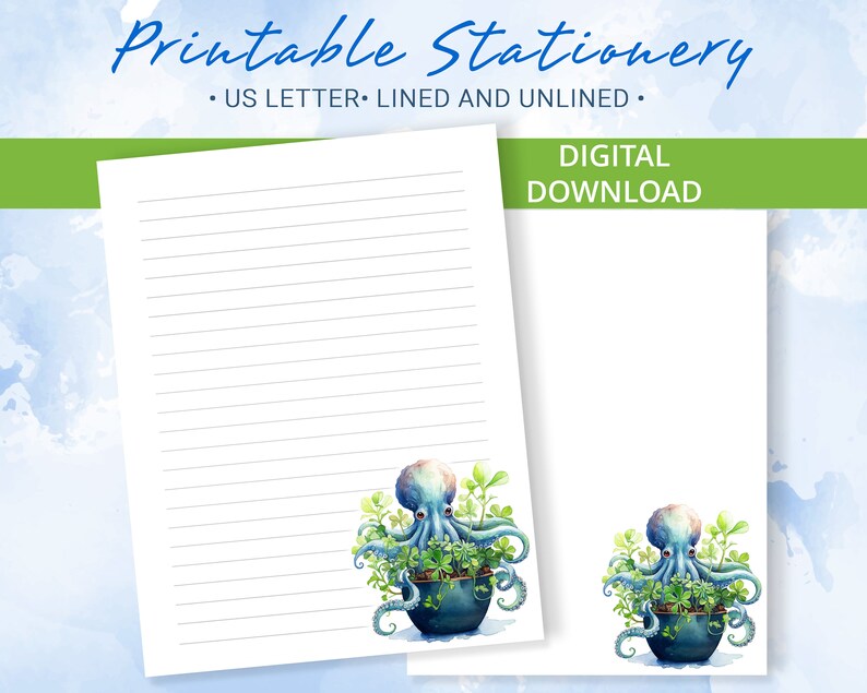 Printable Stationery Lined Paper Printable Writing Paper With - Etsy