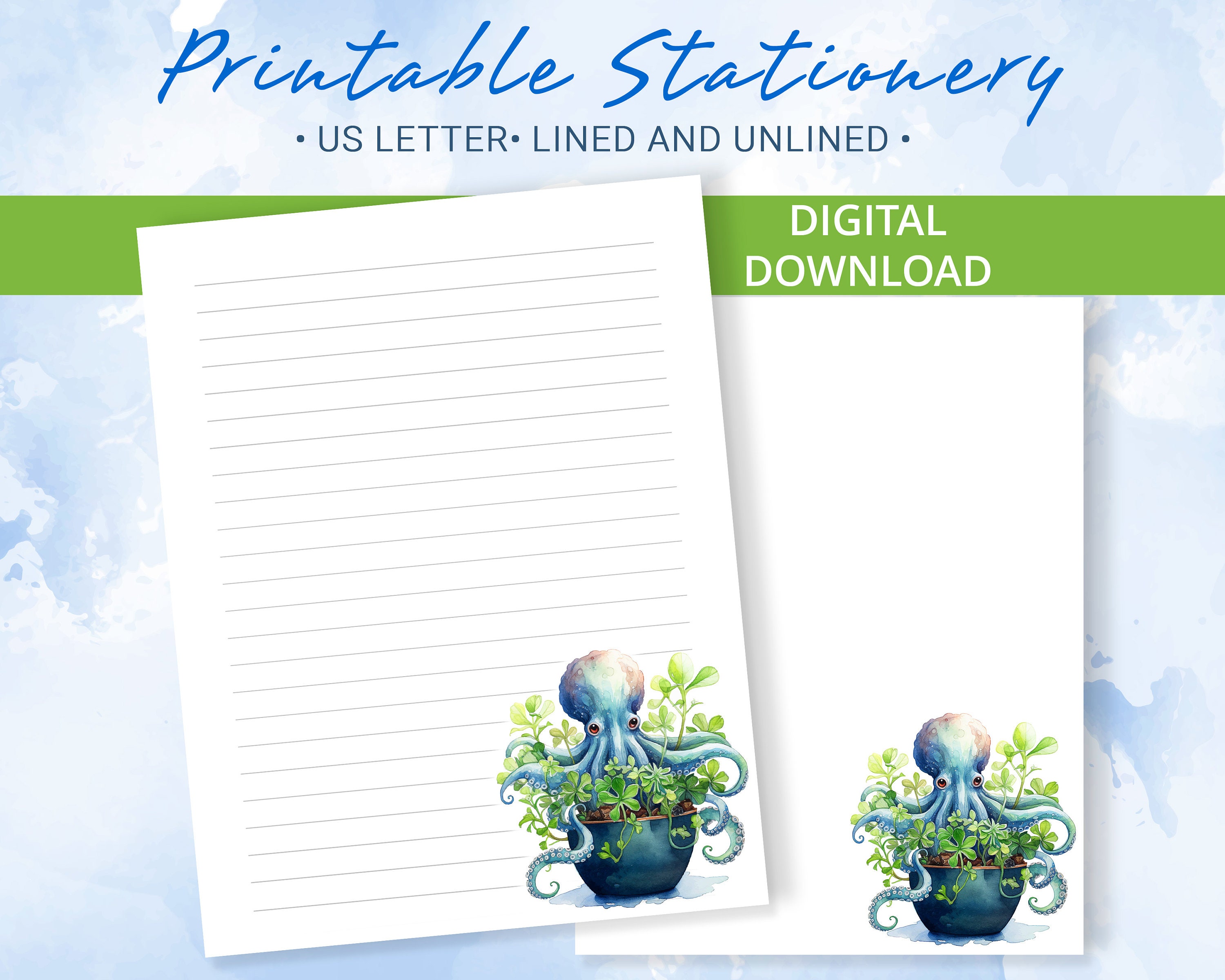 Printable Stationery Lined Paper Printable Writing Paper With - Etsy