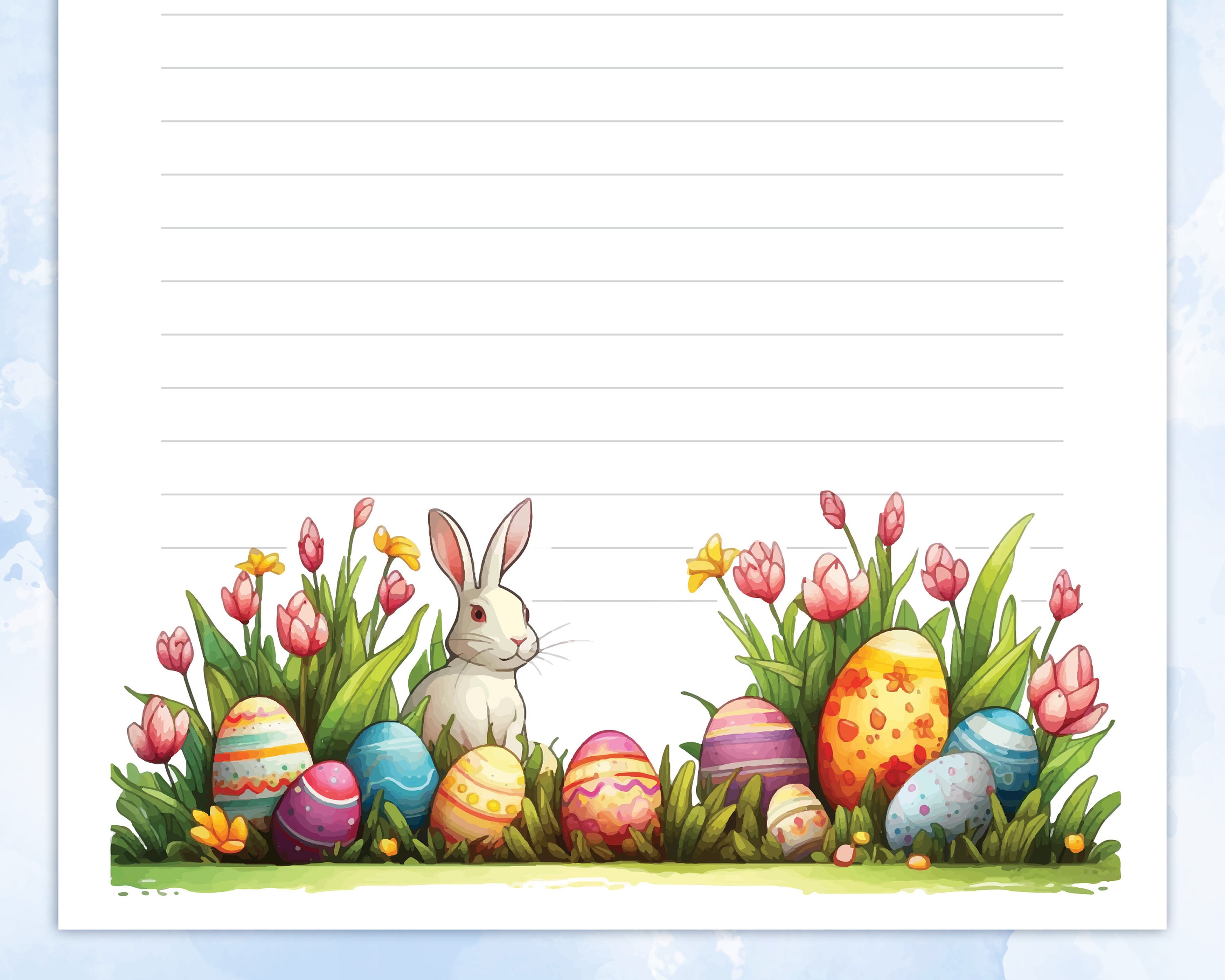 Printable Stationery Paper With an Easter Background, Happy Easter ...