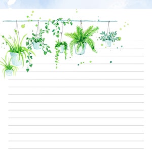 Printable Stationary, Indoor Plant Printable Writing Paper, Botanical ...