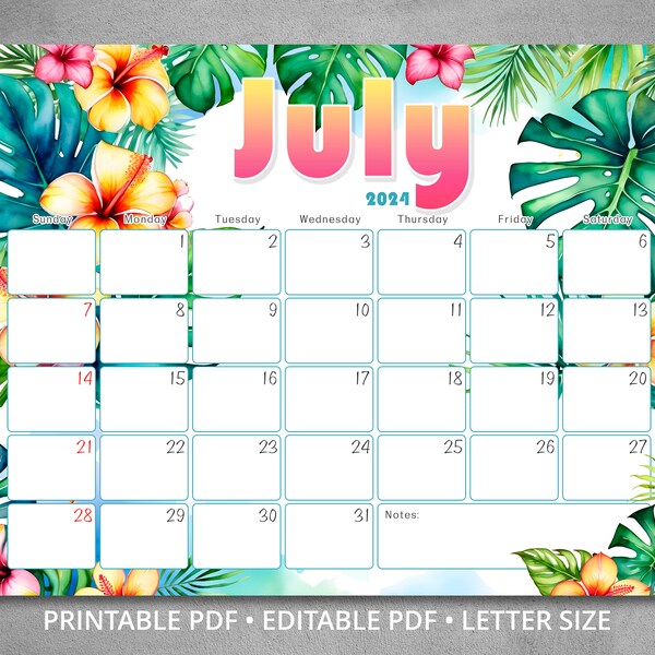 July 2024 Calendar - Etsy