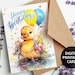 Printable Birthday Card With a Cute Duckling, Balloons and Flowers ...