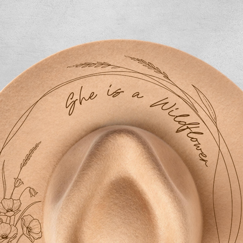 She is a Wildflower Hat Laser Engraving Design, Floral Outline ...