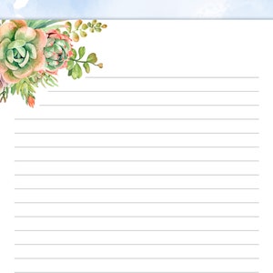 Printable Stationary Lined Paper, Printable Writing Paper, Watercolor ...
