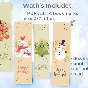 Christmas Printable Bookmarks Set, Holiday Book Lover Gifts (PDF) - Etsy