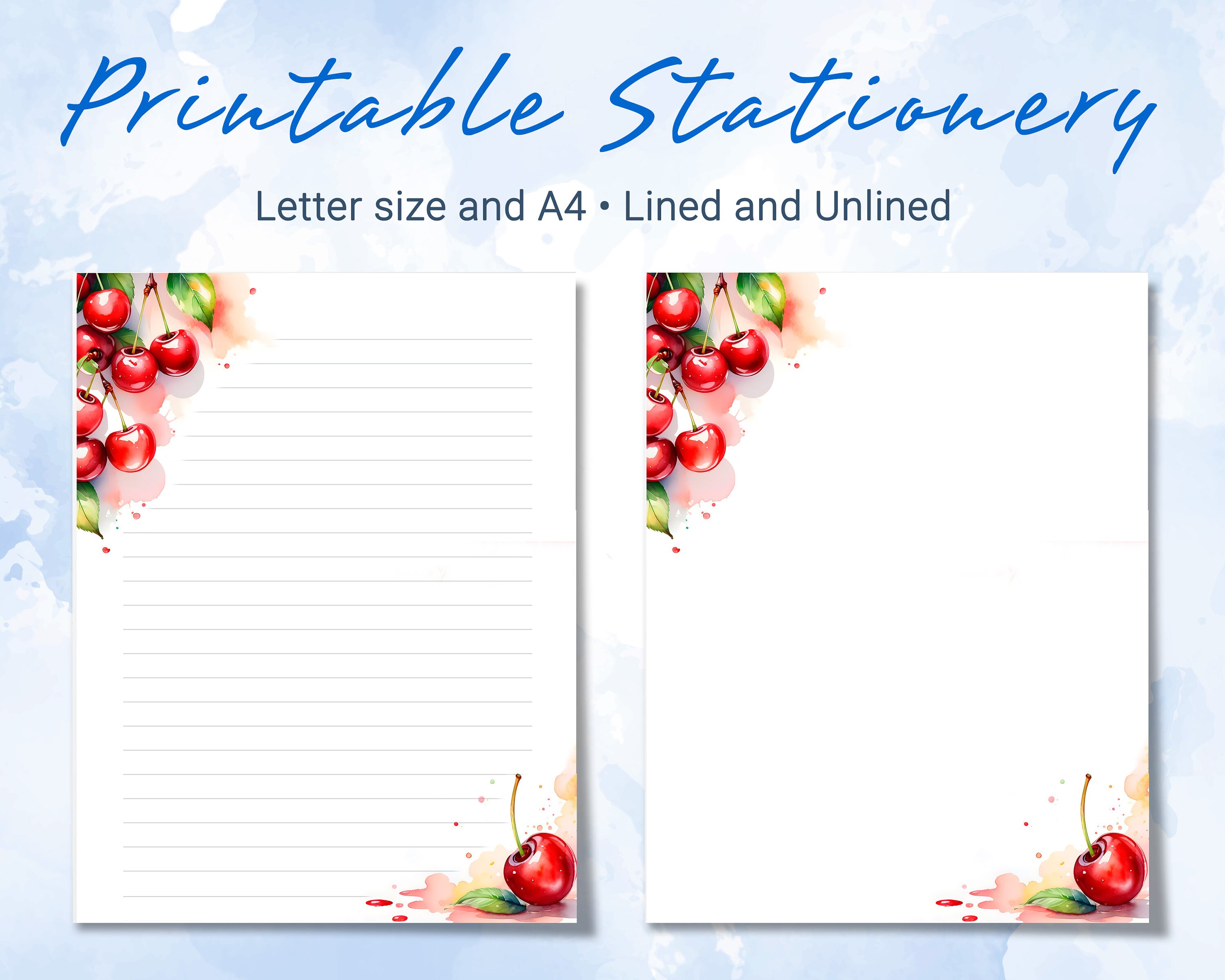Printable Stationery Lined Paper, Letter Writing Paper With Juicy ...