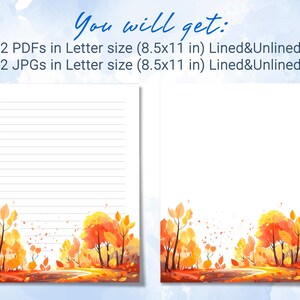 Autumn Printable Stationery, Printable Writing Paper With a Fall ...