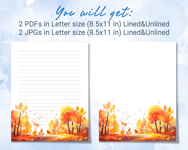 Autumn Printable Stationery, Printable Writing Paper With a Fall ...