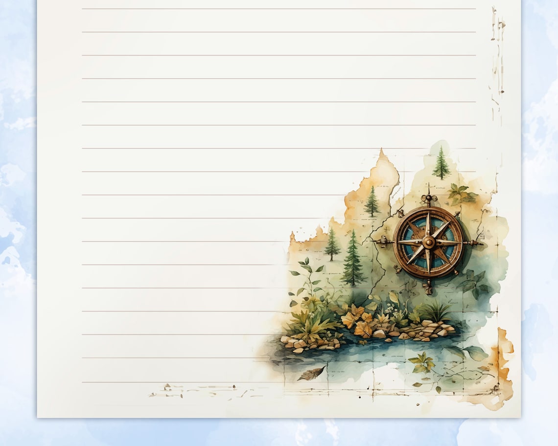 Printable Stationery Paper With Antique Map Printable Writing - Etsy