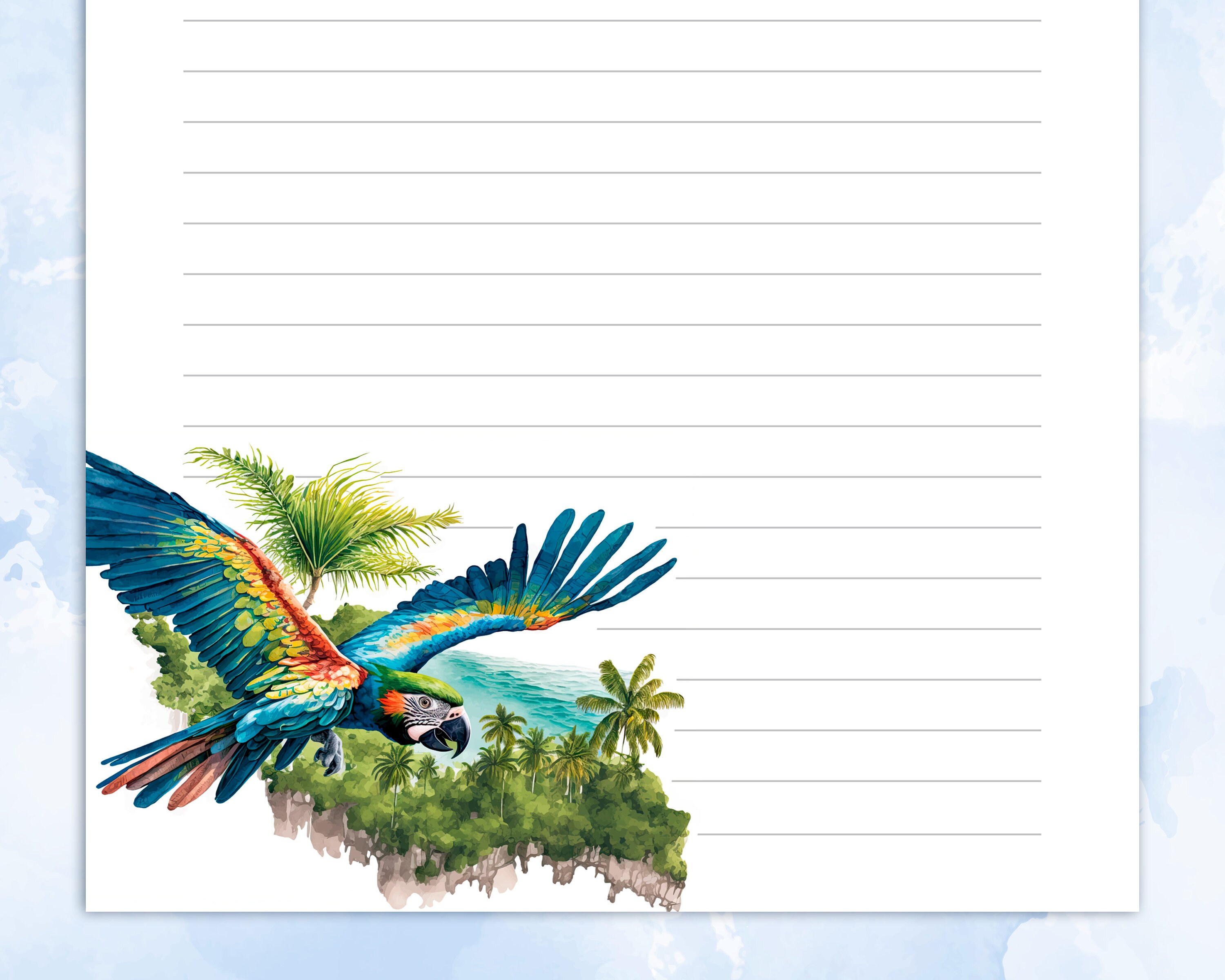 Parrot Island Printable Stationery: Lined Writing Paper (digital ...