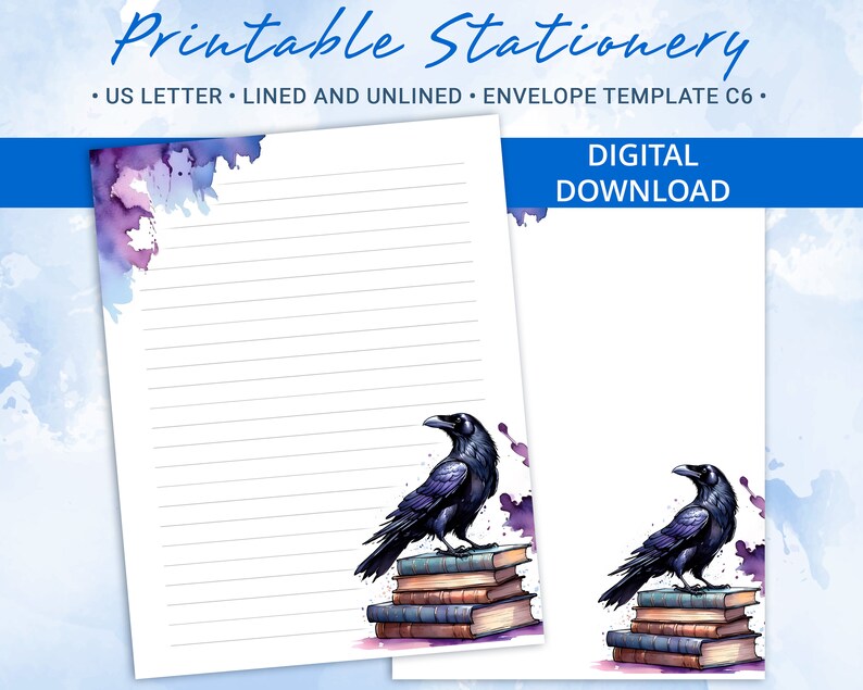 Printable Stationery Lined Paper, Printable Writing Paper With a Black ...