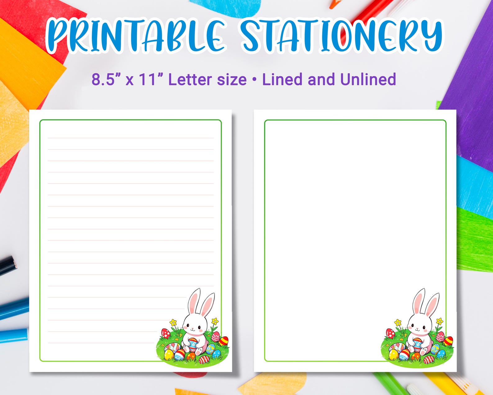 Printable Stationery for Kids, Printable Writing Paper With a Cute ...