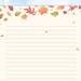Autumn Printable Stationery Lined Paper, Watercolor Autumn Leaves ...