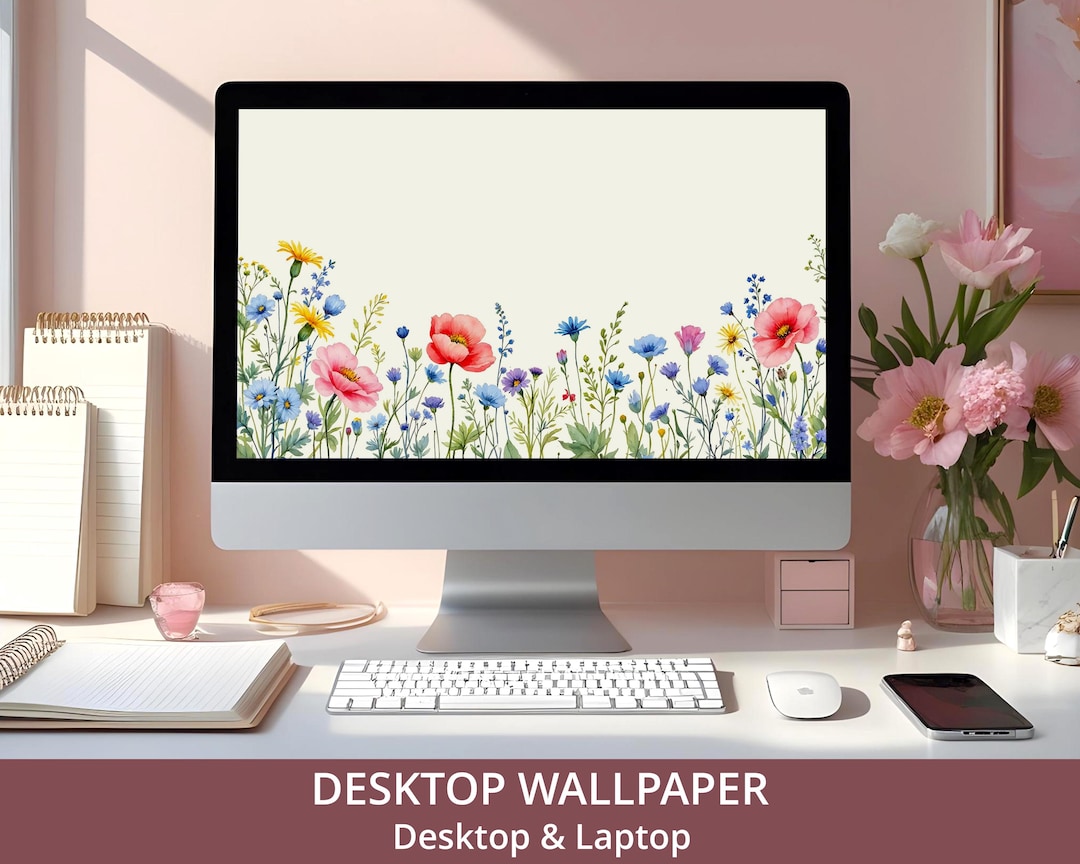Floral Desktop Wallpaper – Aesthetic Wildflowers Background for ...