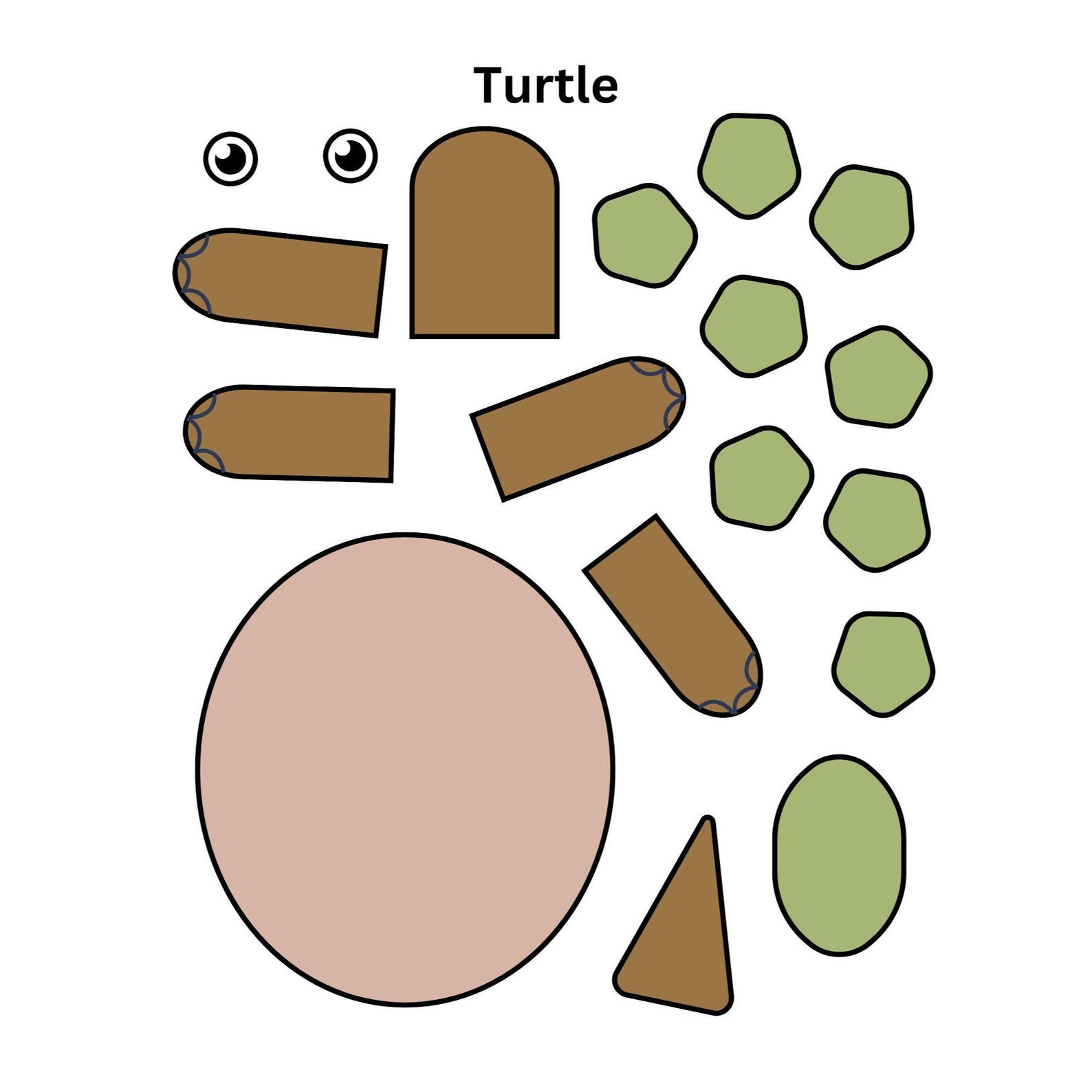 Build a Craft, Turtle Kids Printable Craft, Instant Download, Cut and ...