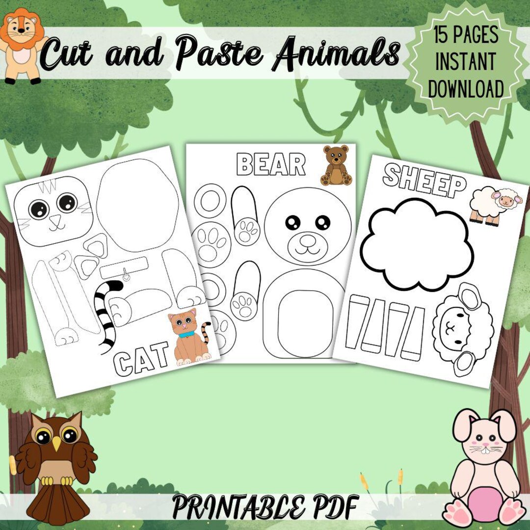 Build a Craft Animal Pack Kids Printable Craft Cut, Glue and Assemble ...