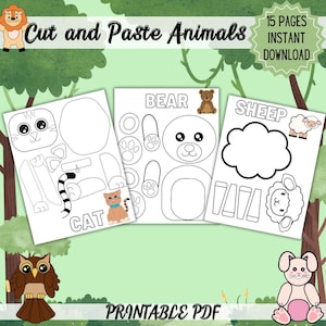 Build a Craft Animal Pack Kids Printable Craft Cut, Glue and Assemble ...