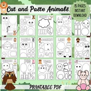 Build a Craft Animal Pack Kids Printable Craft Cut, Glue and Assemble ...