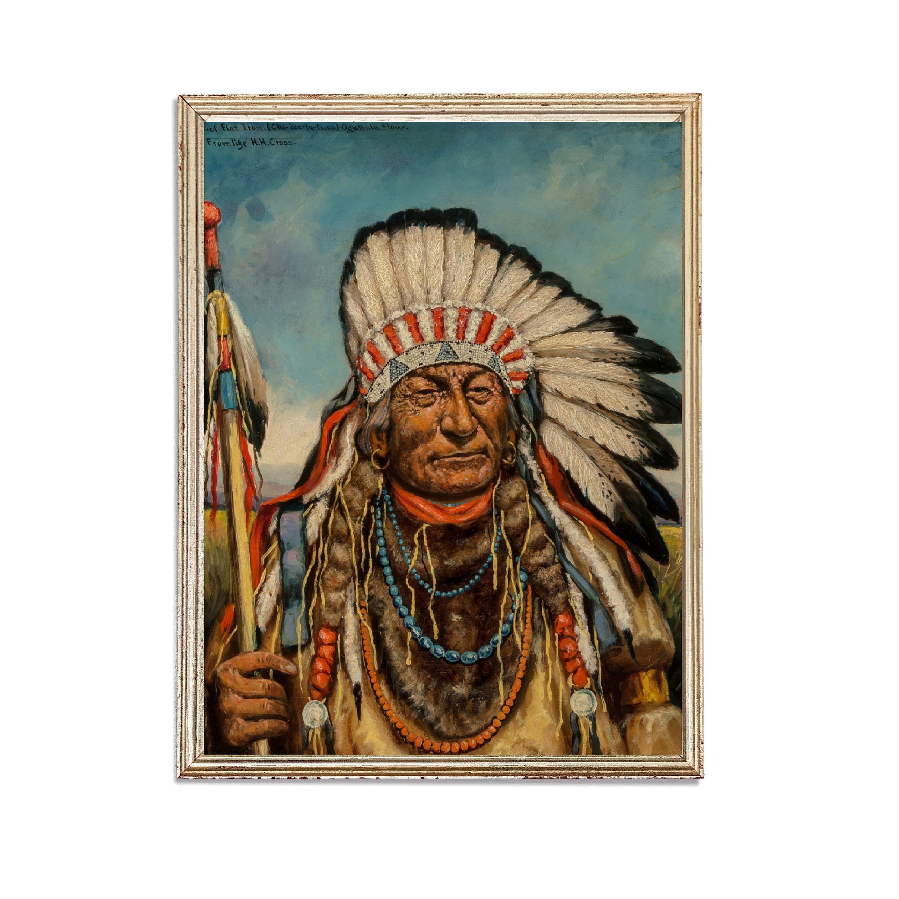 Vintage Western Painting PRINTABLE art Oil Native American Painting ...